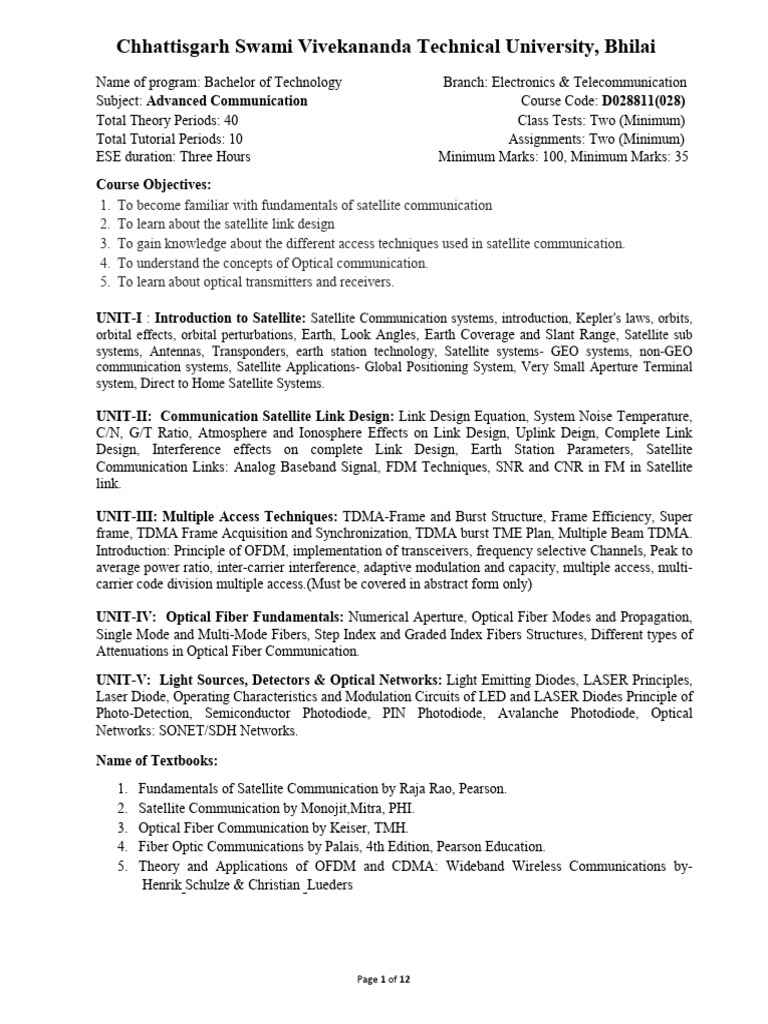 BTech ET& T Syllabus | PDF | Radar | Cmos