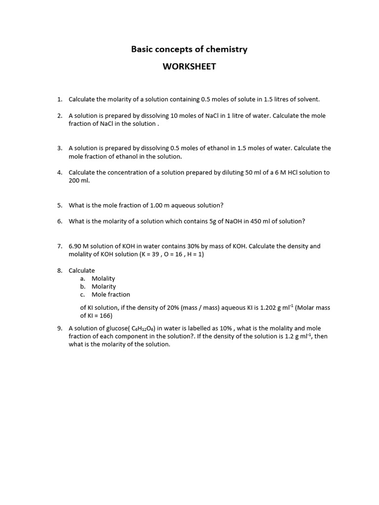 Basic Concepts of Chemistry | PDF