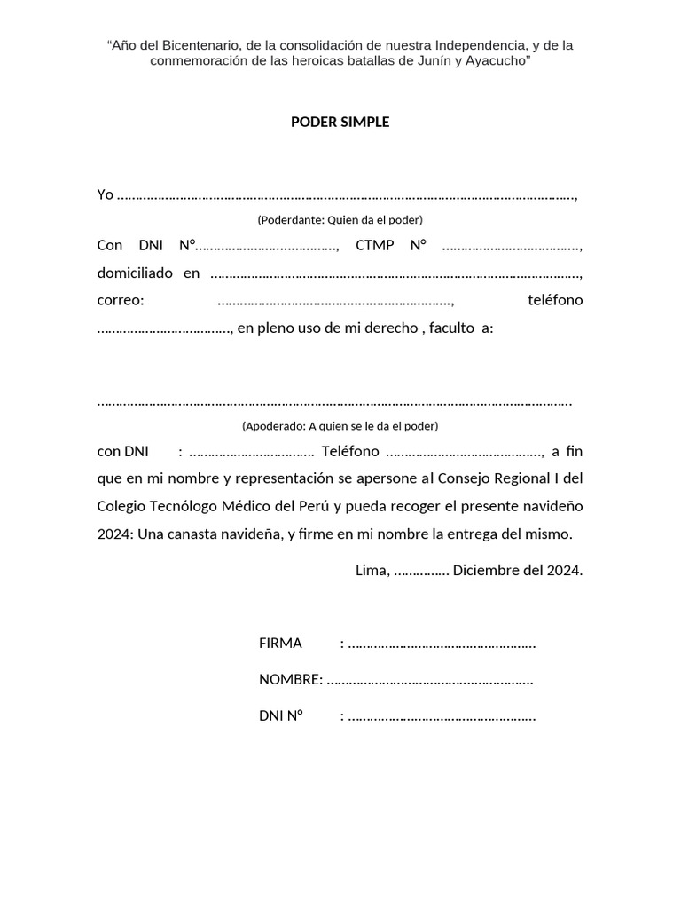 Carta Poder Simple | PDF