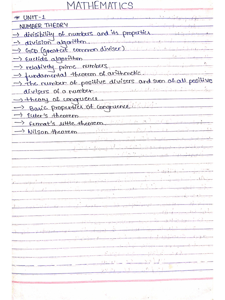 Number Theory Notes | PDF