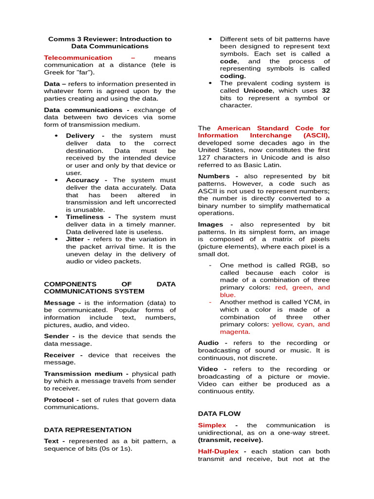 Comms 3 Reviewer Lesson 1 6 | PDF | Internet Protocol Suite | Osi Model