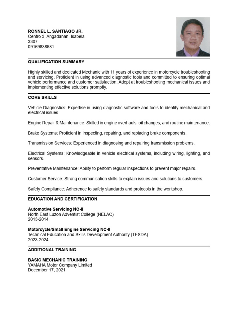 Santiago, Ronnel Jr. Resume | PDF