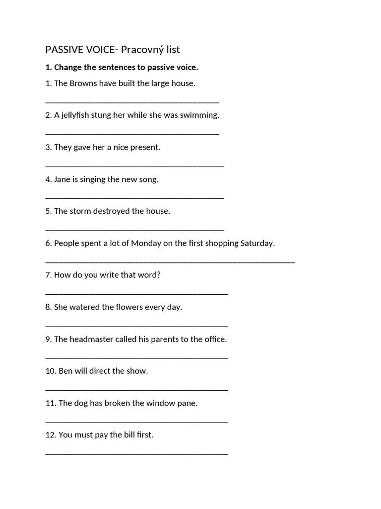 Passive Voice Practice Worksheet | PDF
