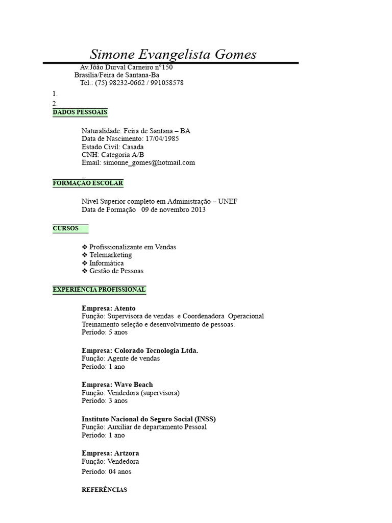 Curriculum Simone ATUALIZADO | PDF