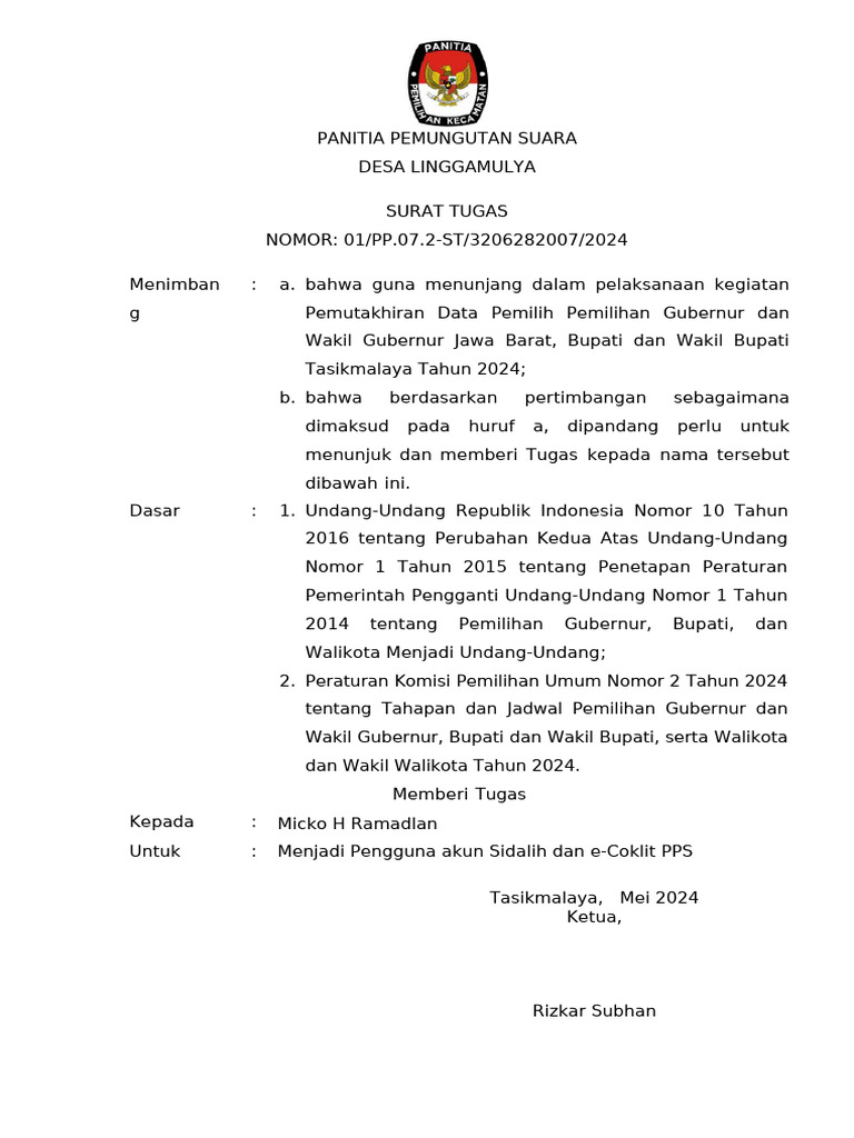 Format ST & SPTJM Sidalih PPS (1) | PDF