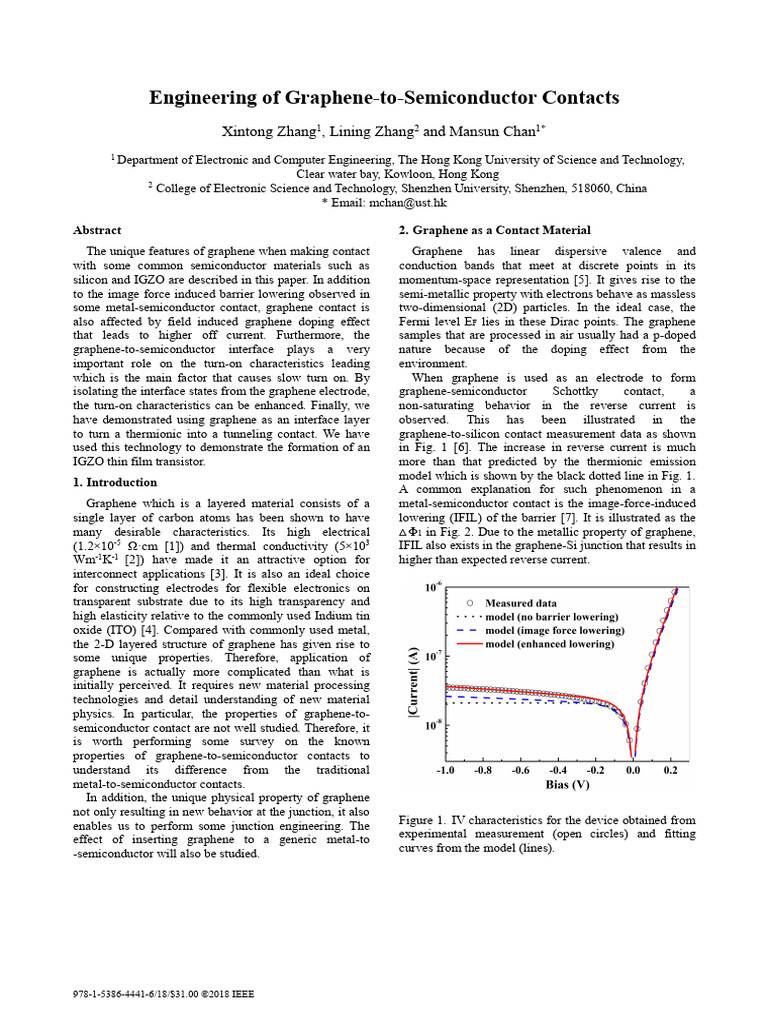Engineering_of_Graphene-to-Semiconductor_Contacts | PDF | Graphene | Doping (Semiconductor)