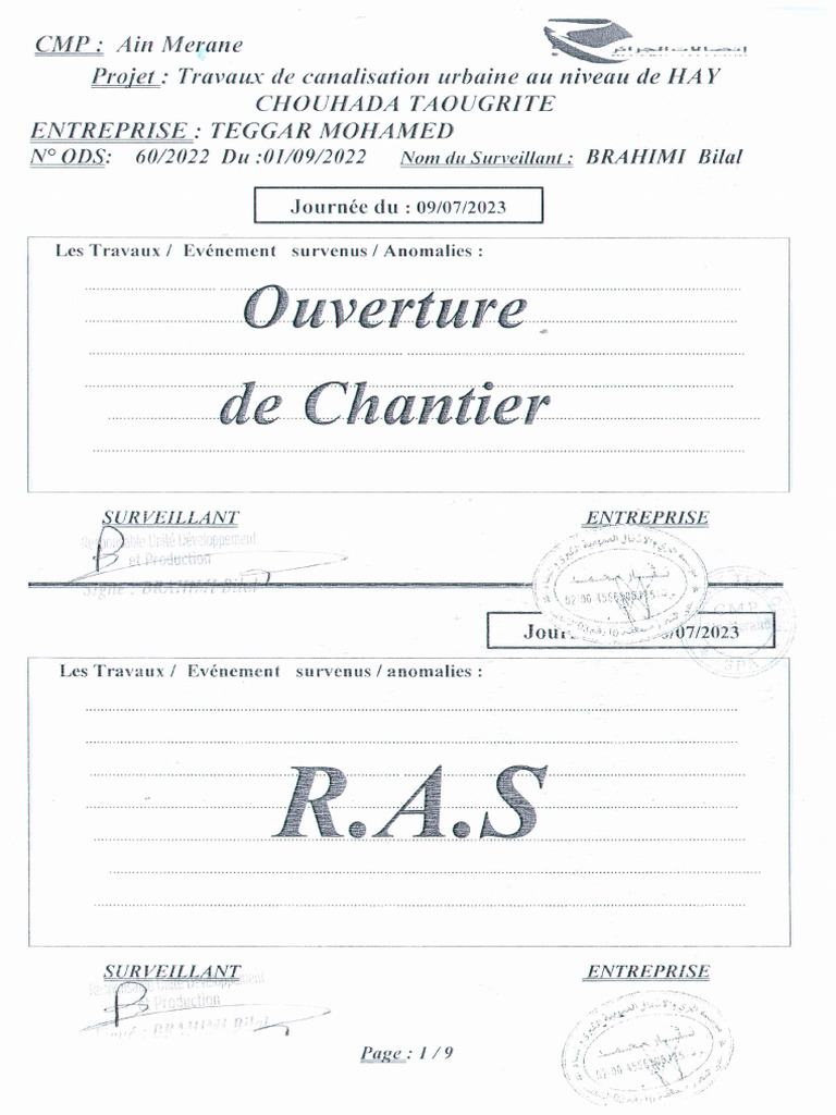 Cahier de Chantier Teggar | PDF