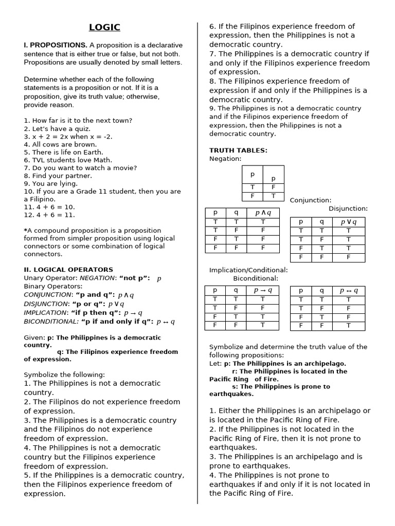 LOGIC-1 | PDF | Proposition | Mathematical Logic