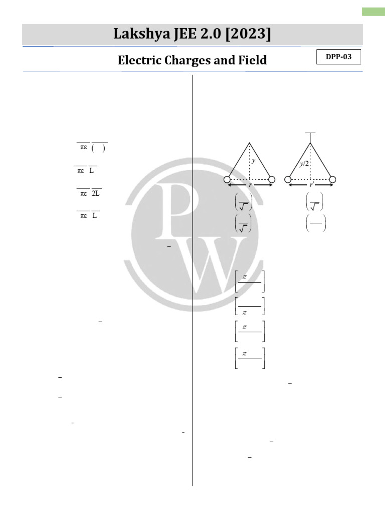 028) Electric Charge and Fields - DPP 03 NA | PDF | Force | Triangle