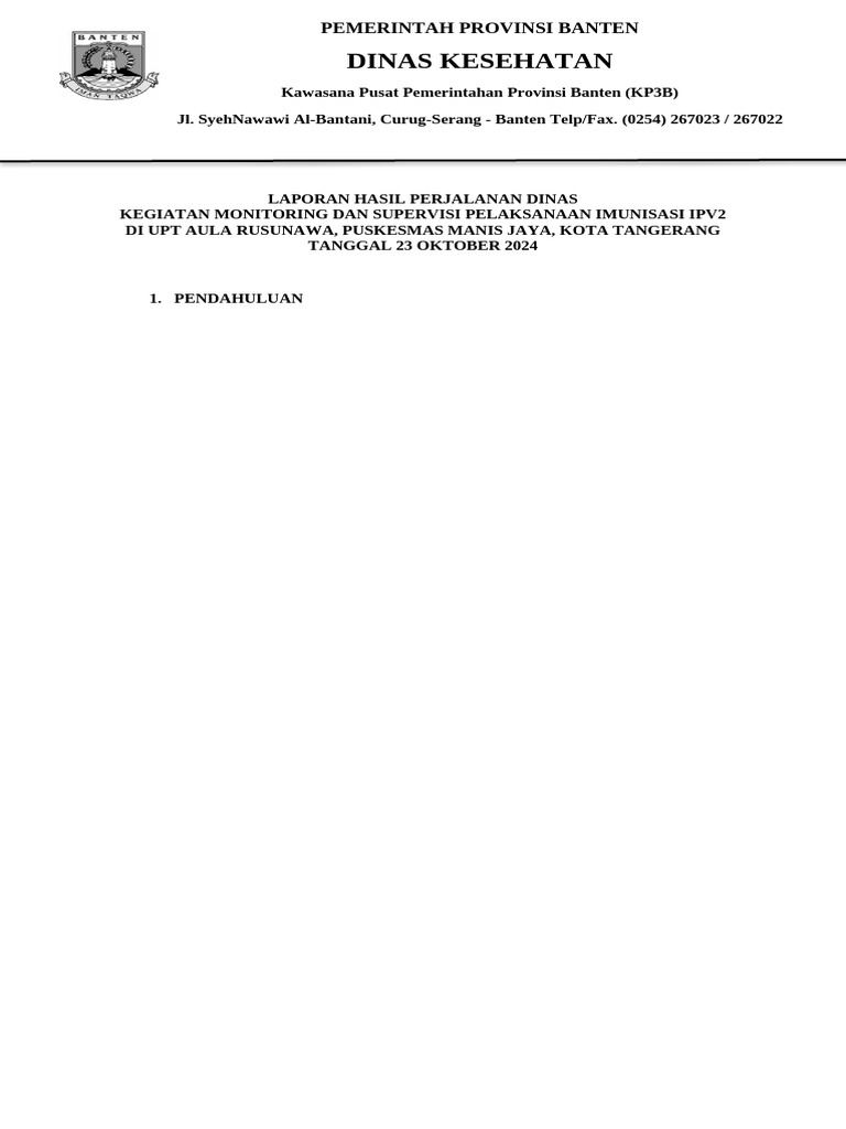 LHP Puskesmas Manis Jaya | PDF