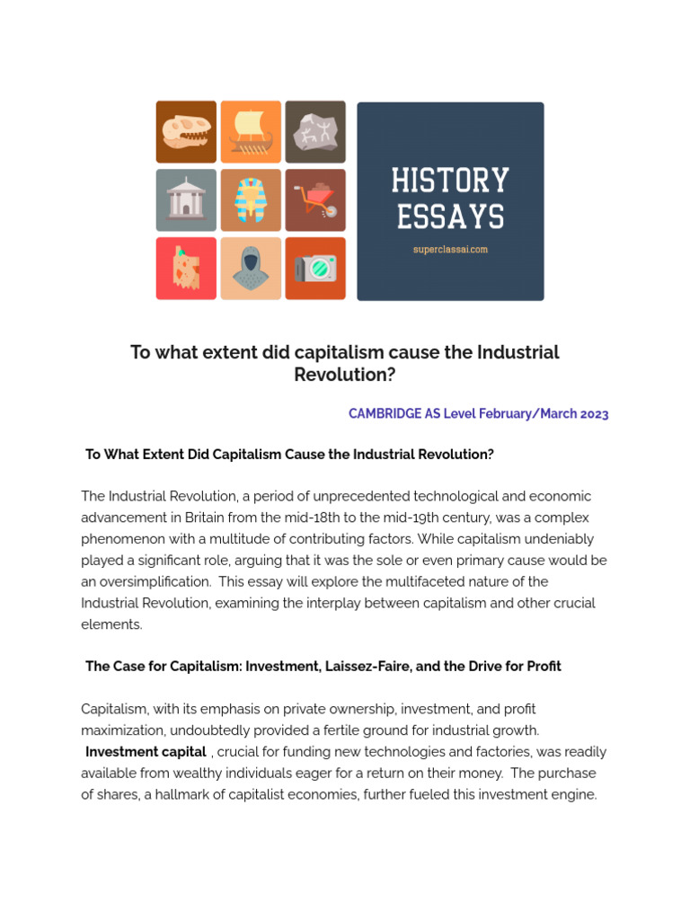 Capitalism's Role in Industrial Revolution | PDF | Capitalism ...
