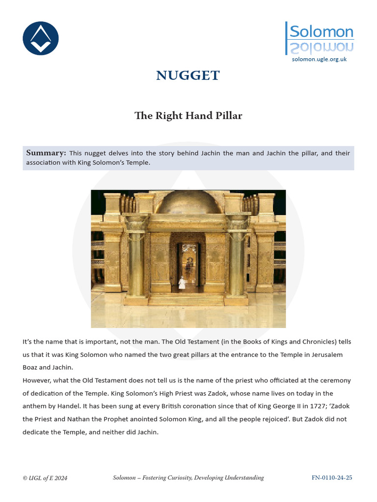 FN - 0110 - The Right Hand Pillar | PDF | Temple | Solomons