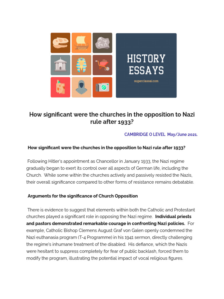 How Significant Were The Churches in The Opposition To Nazi Rule After ...