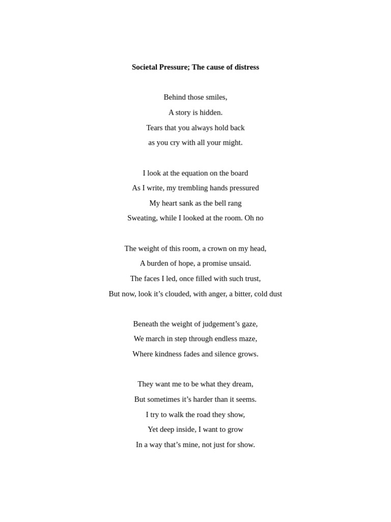 Societal Pressure Poem | PDF