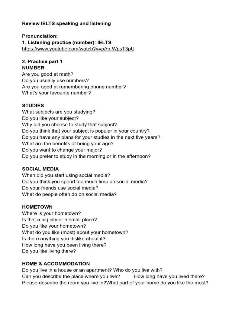IELTS Speaking & Listening Practice Guide | PDF