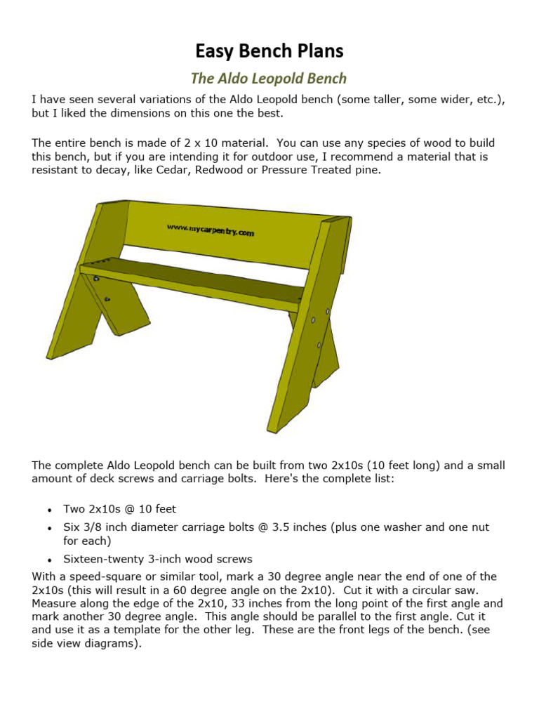 Easy Bench Plans | PDF | Screw | Angle