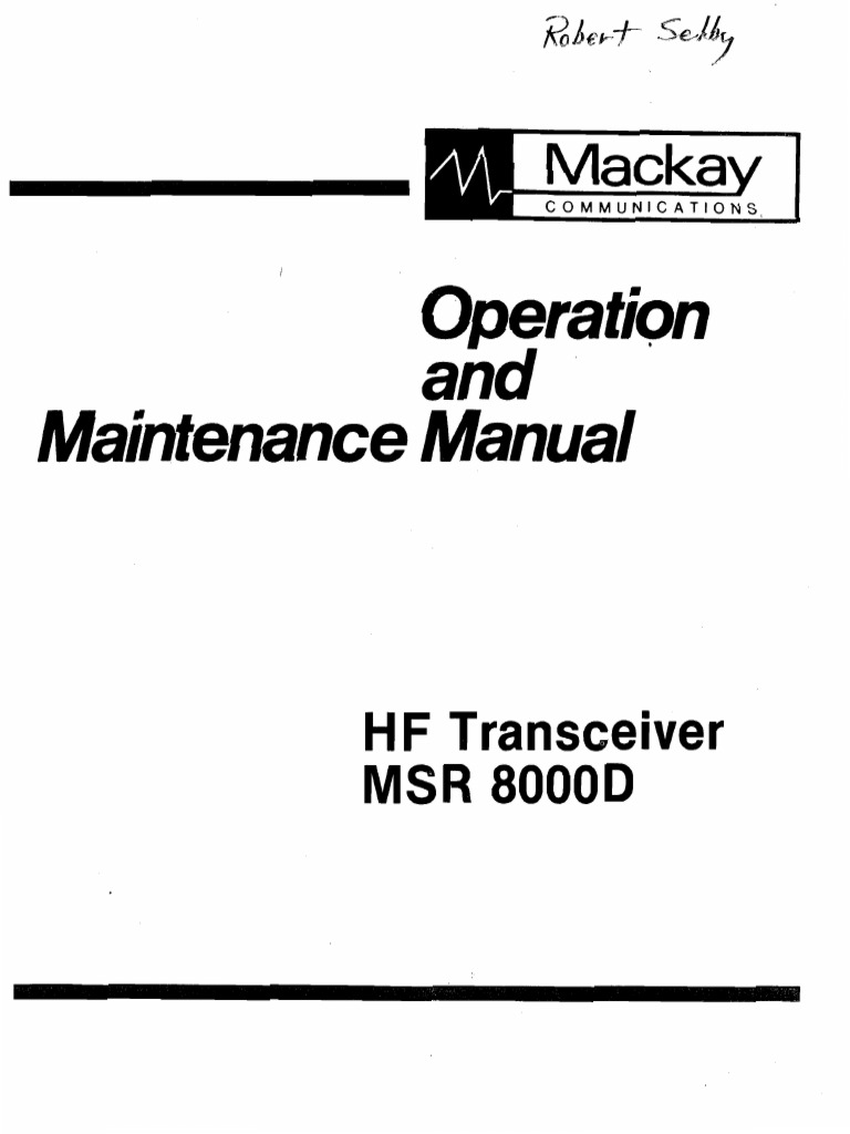 Mackay MSR-8000D Serv User W2HX | PDF