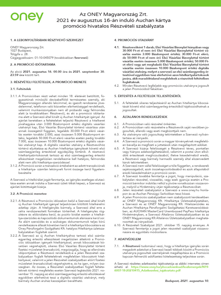 23-07 HK Nyitas Kampany Szabalyzat | PDF
