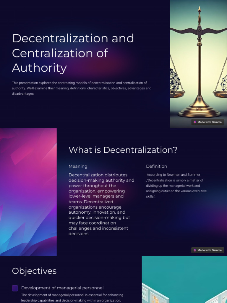 Decentralization and Centralization of Authority | PDF ...