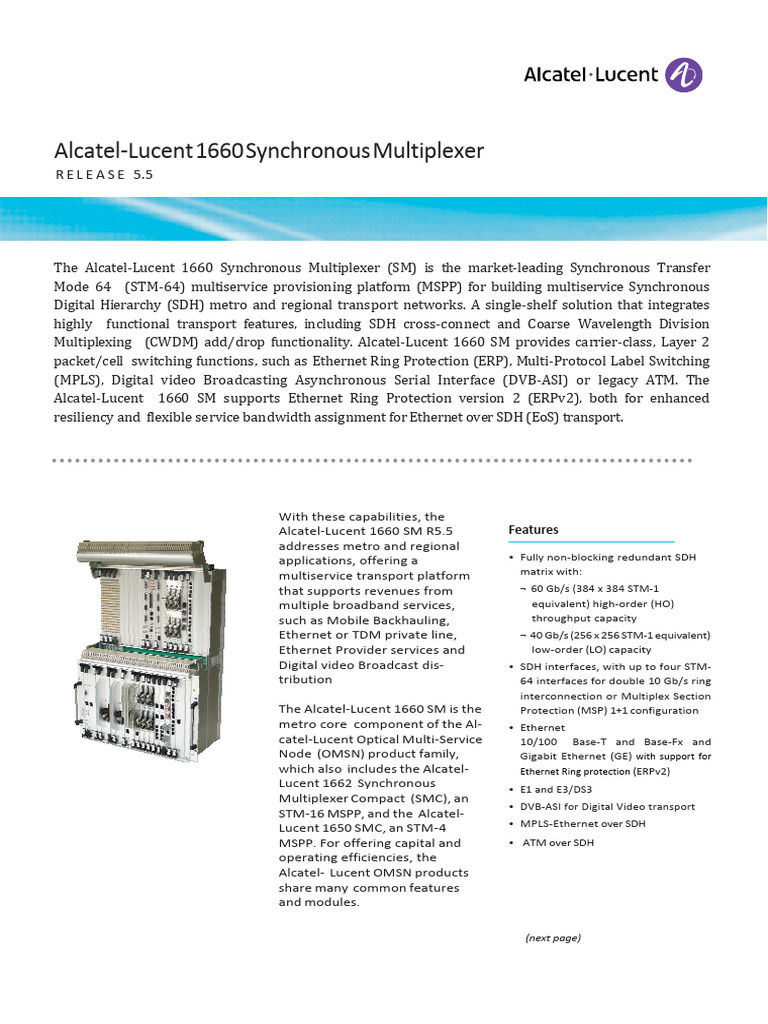 Alcatel-Lucent 1660 SM EN Rel55 Datasheet Rev.2013 | PDF | Wavelength Division Multiplexing ...