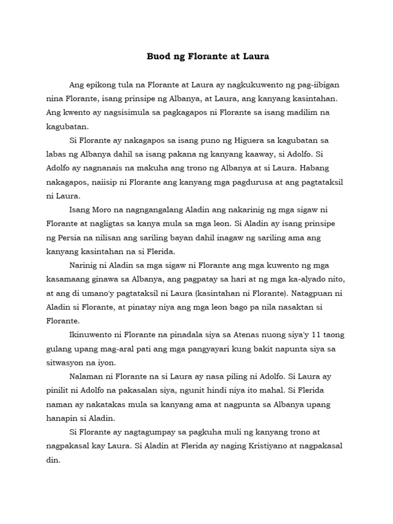 Buod ng Florante at Laura | PDF