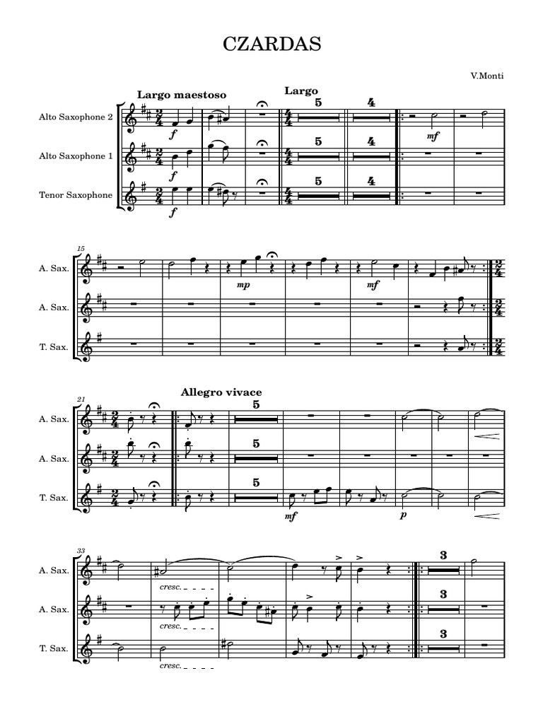 CZARDAS (1) | PDF | Saxophone | Music Technology