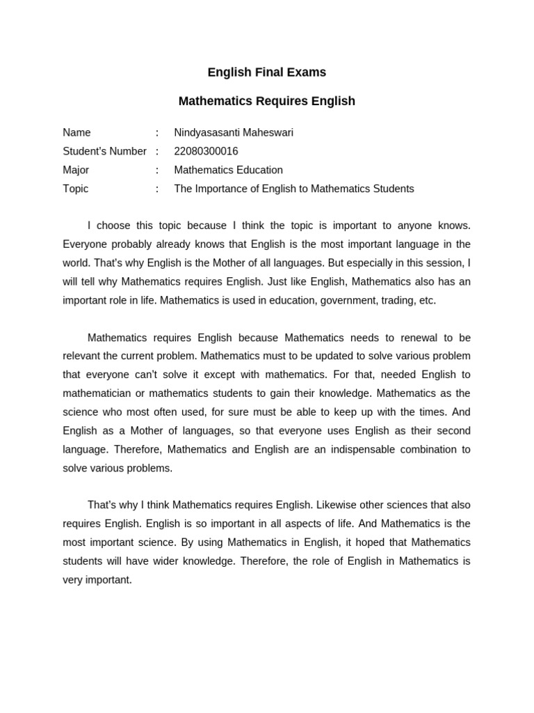 English Final Exams | PDF