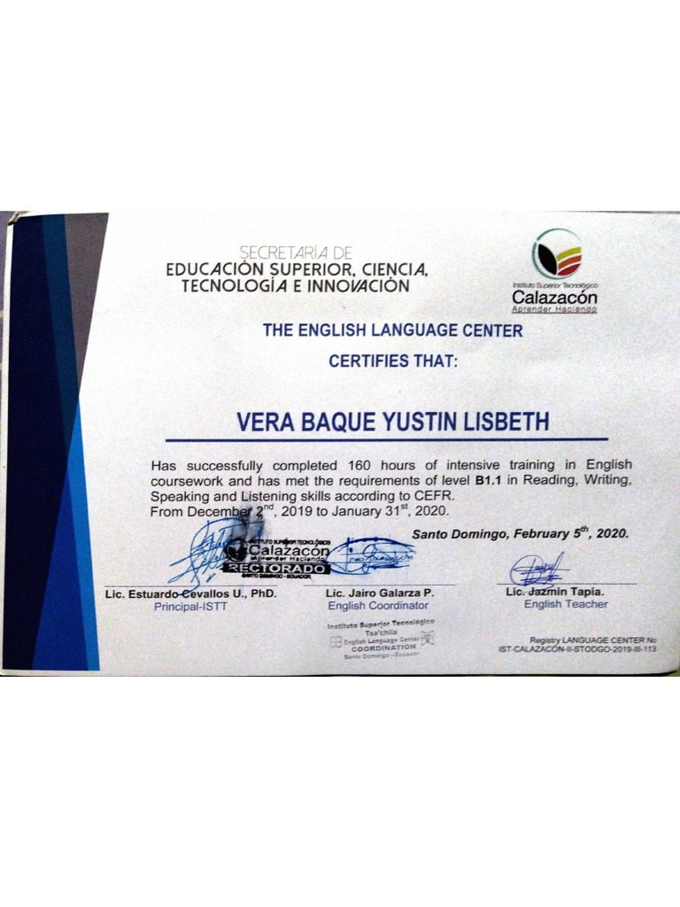 Certificado Inglés | PDF