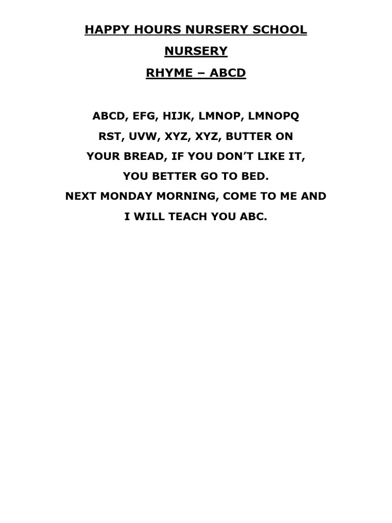 Abcd Nursery Rhyme | PDF