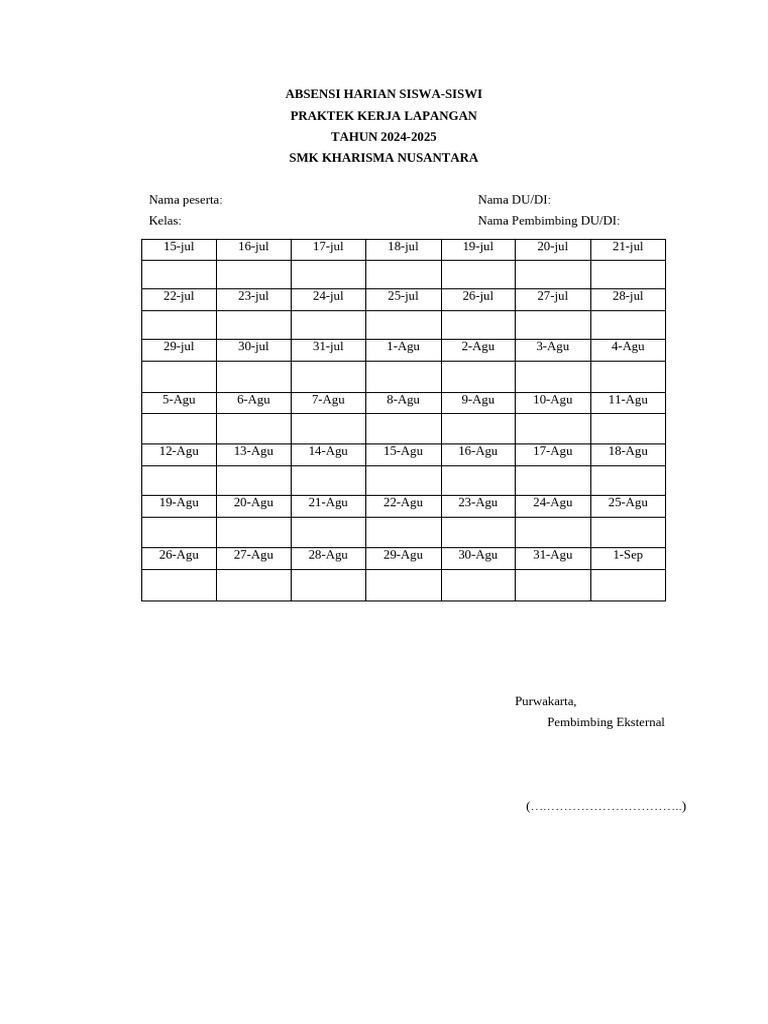 Absensi Harian Siswa | PDF