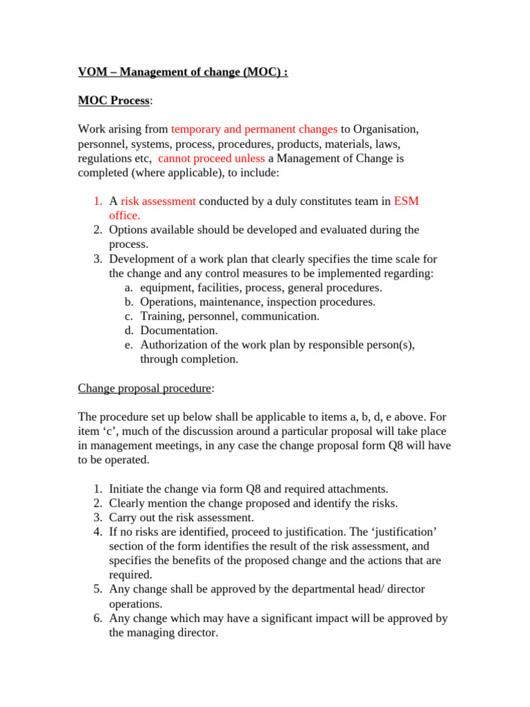 VOC Section 12 - MOC Process | PDF | Risk | Risk Assessment