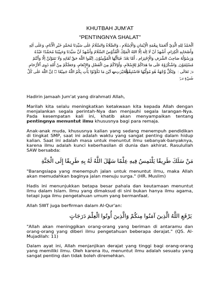 Naskah Khutbah Jumat | PDF