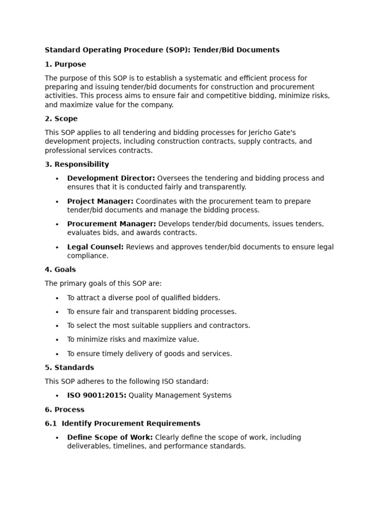 2.2 SOP Tender Bid Documents | PDF | Procurement | Business