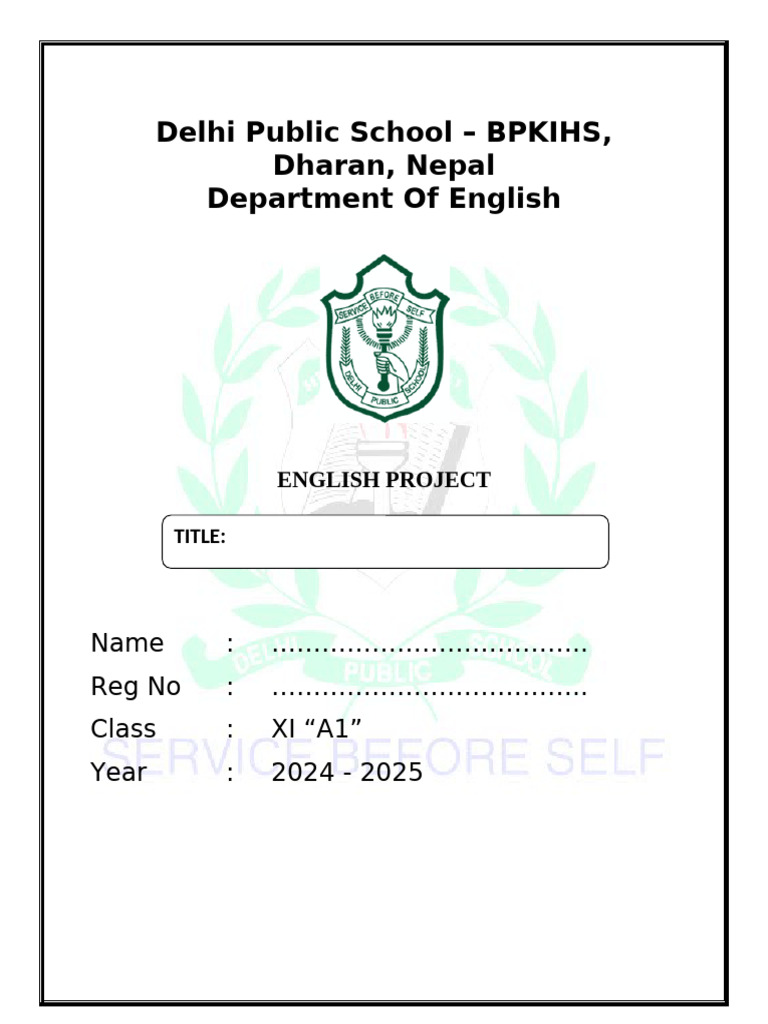 front page for project | PDF