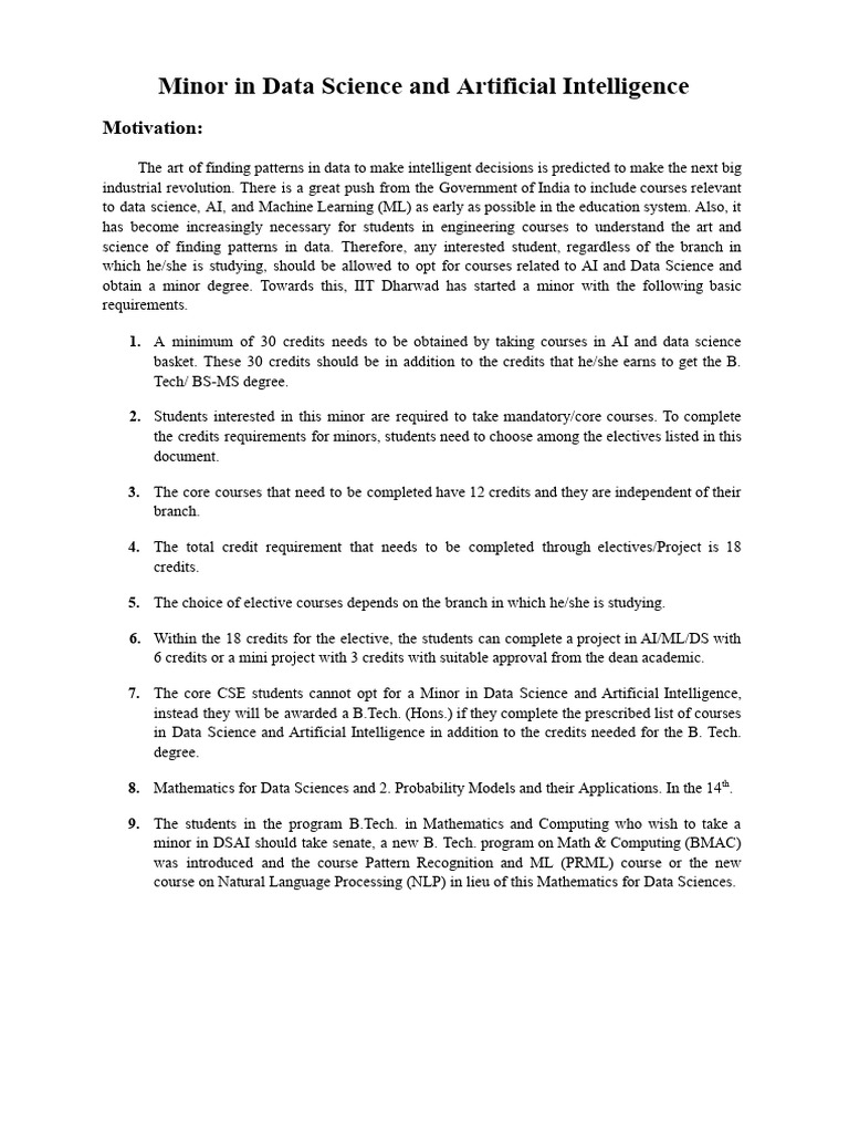 Minor in Data Science and Artificial Intelligence | PDF | Artificial Intelligence | Intelligence ...