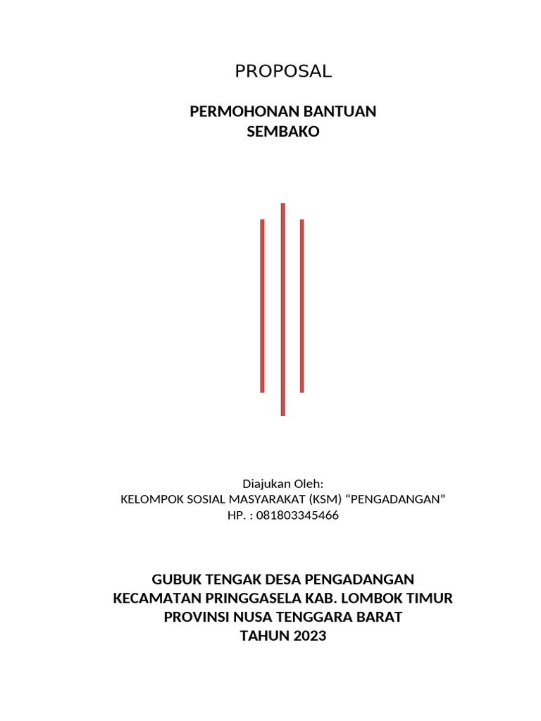Proposal Bantuan SEMBAKO | PDF