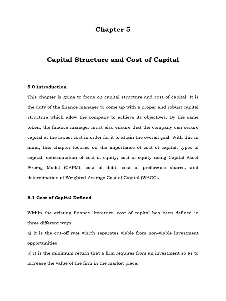 Chapter 5 Capital Structure Final | PDF | Cost Of Capital | Capital Structure