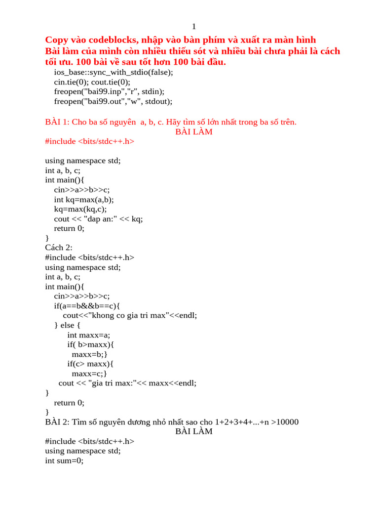 BAI TAP LAP TRINH C++ | PDF