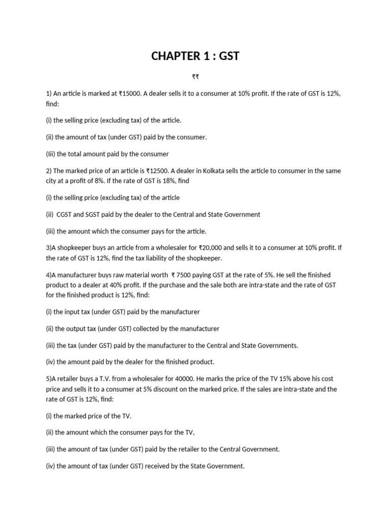 X Worksheet GST | PDF
