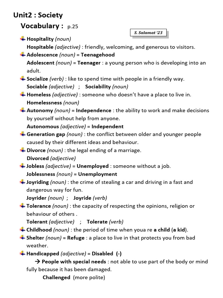 Vocabulary for Understanding Society | PDF
