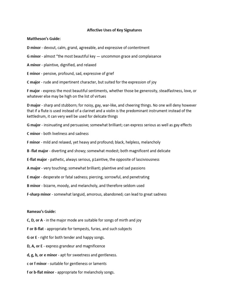 Baroque Music and The Doctrine of Affections Handout | PDF