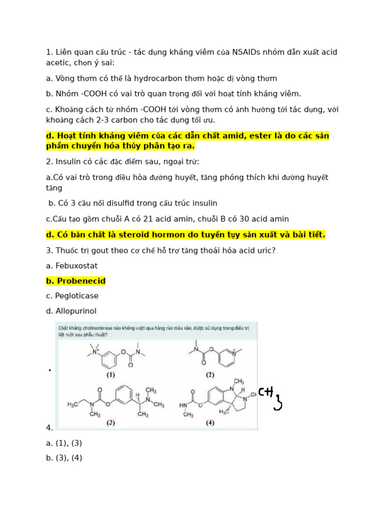 D. Ho T Tính Kháng Viêm C Acácd NCH T Amid, Ester Là Do Các S N PH M Chuy Nhóath Yphânt o Ra | PDF