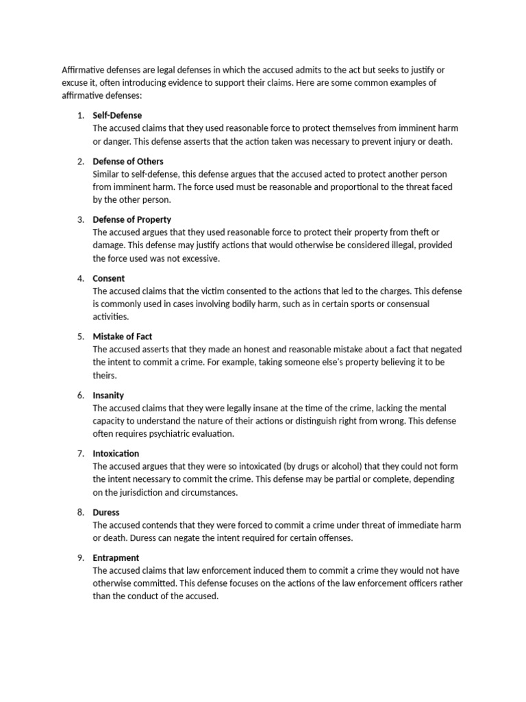 Understanding Affirmative Defenses in Law | PDF | Affirmative Defense ...