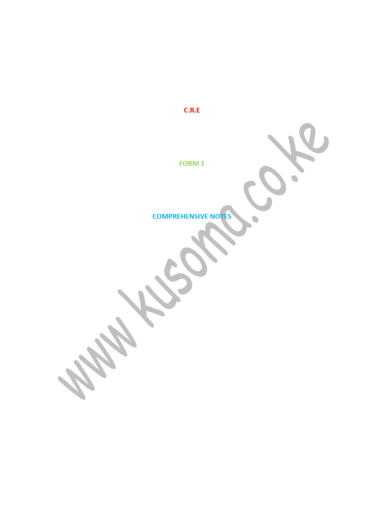 CRE FORM ONE NOTES EDITTED | PDF | Old Testament | Covenant (Biblical)