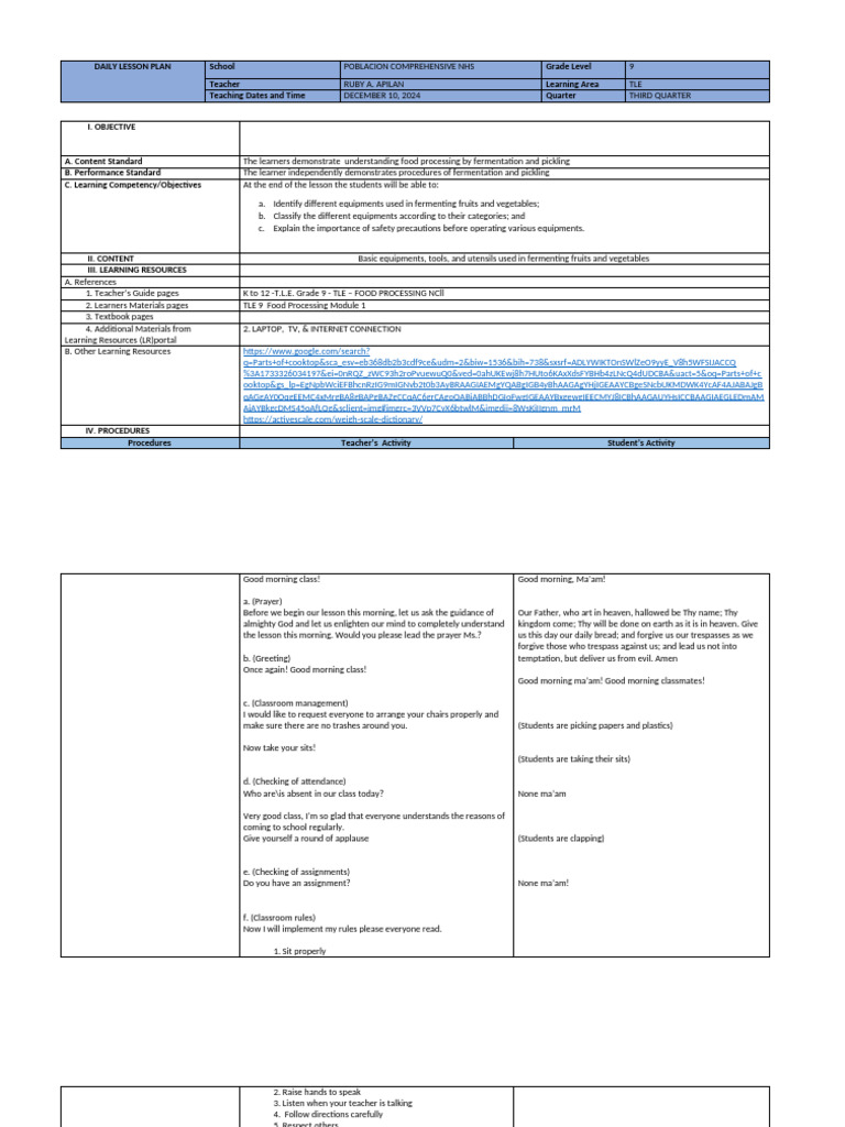 COT1 TLE. APILAN FINAL | PDF | Kitchen | Home Appliance
