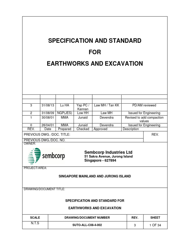 SUTO-ALL-C08-4-002 (Earthworks and Excavation) - Rev 3 | PDF | Deep Foundation | Specification ...