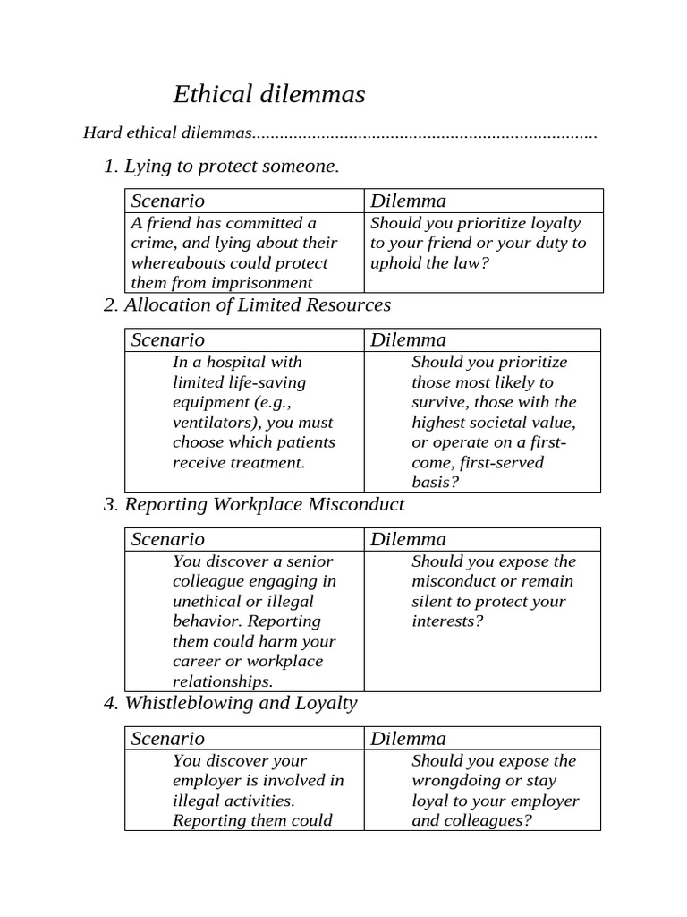 Ethical dilemmas | PDF | Social Psychology