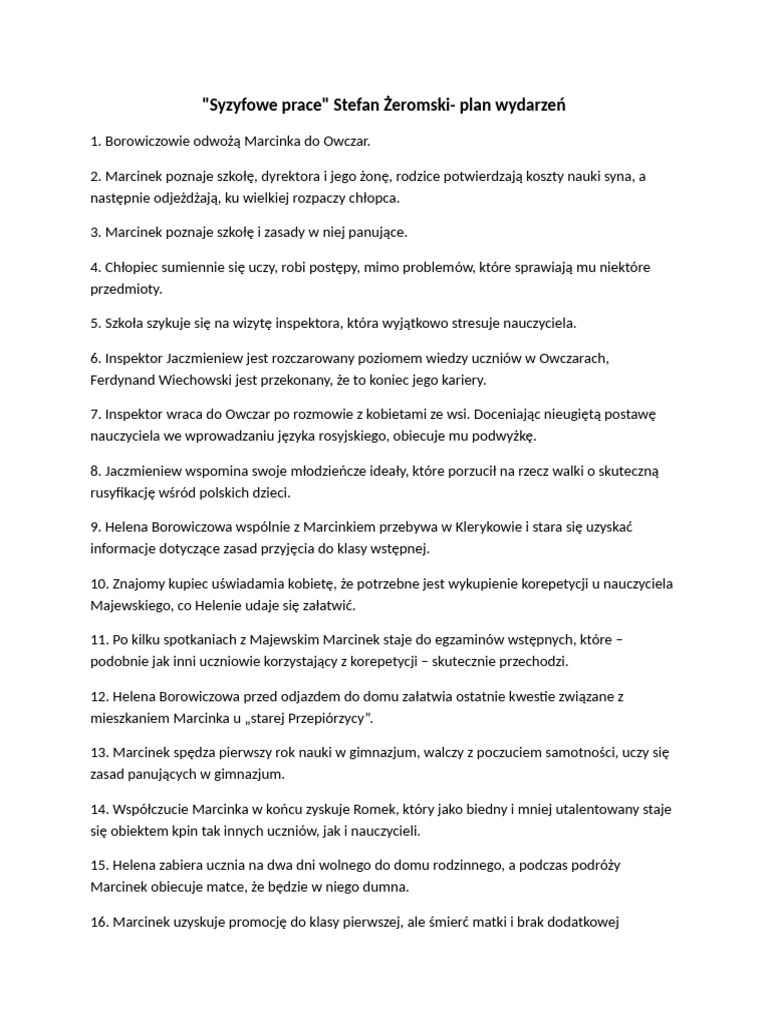 Syzyfowe Prace Plan Wydarzeń | PDF