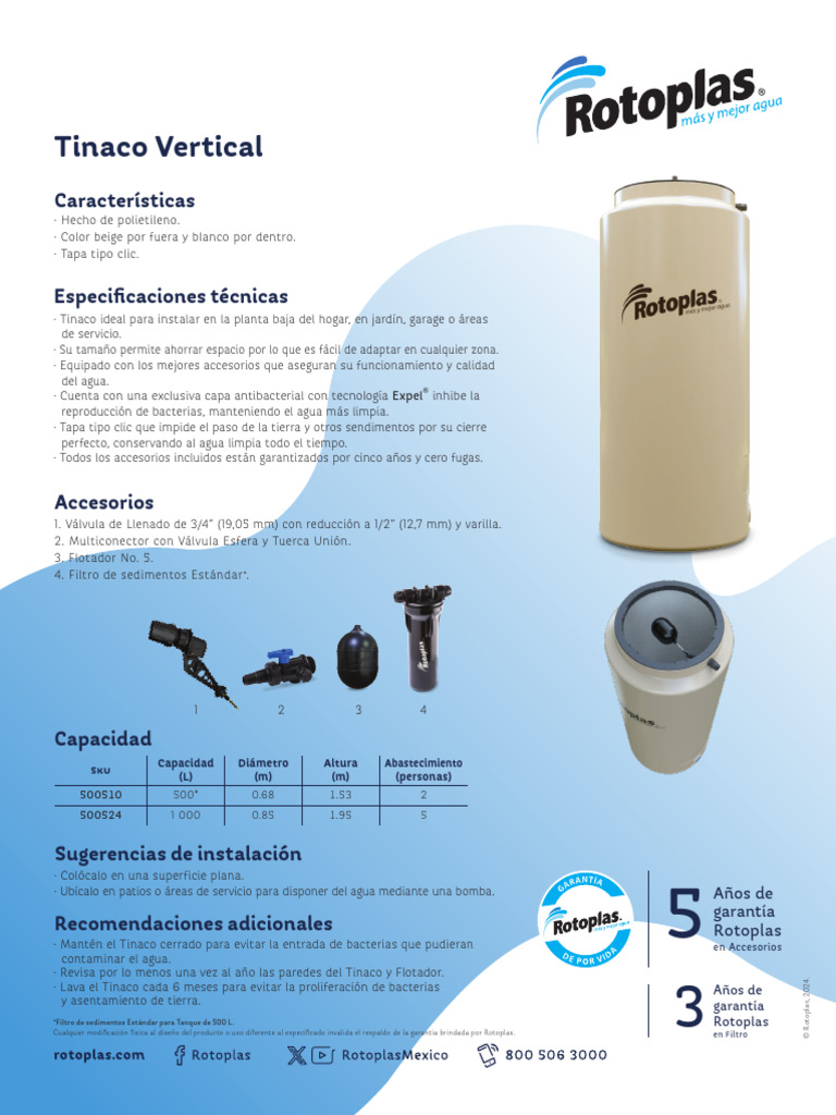 Tanque Vertical Ficha Tecnica 24 | PDF | Agua | Filtración