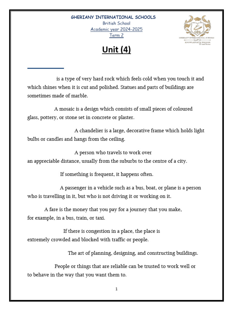 G7 Unit 4 Voc. | PDF | Train | Land Transport